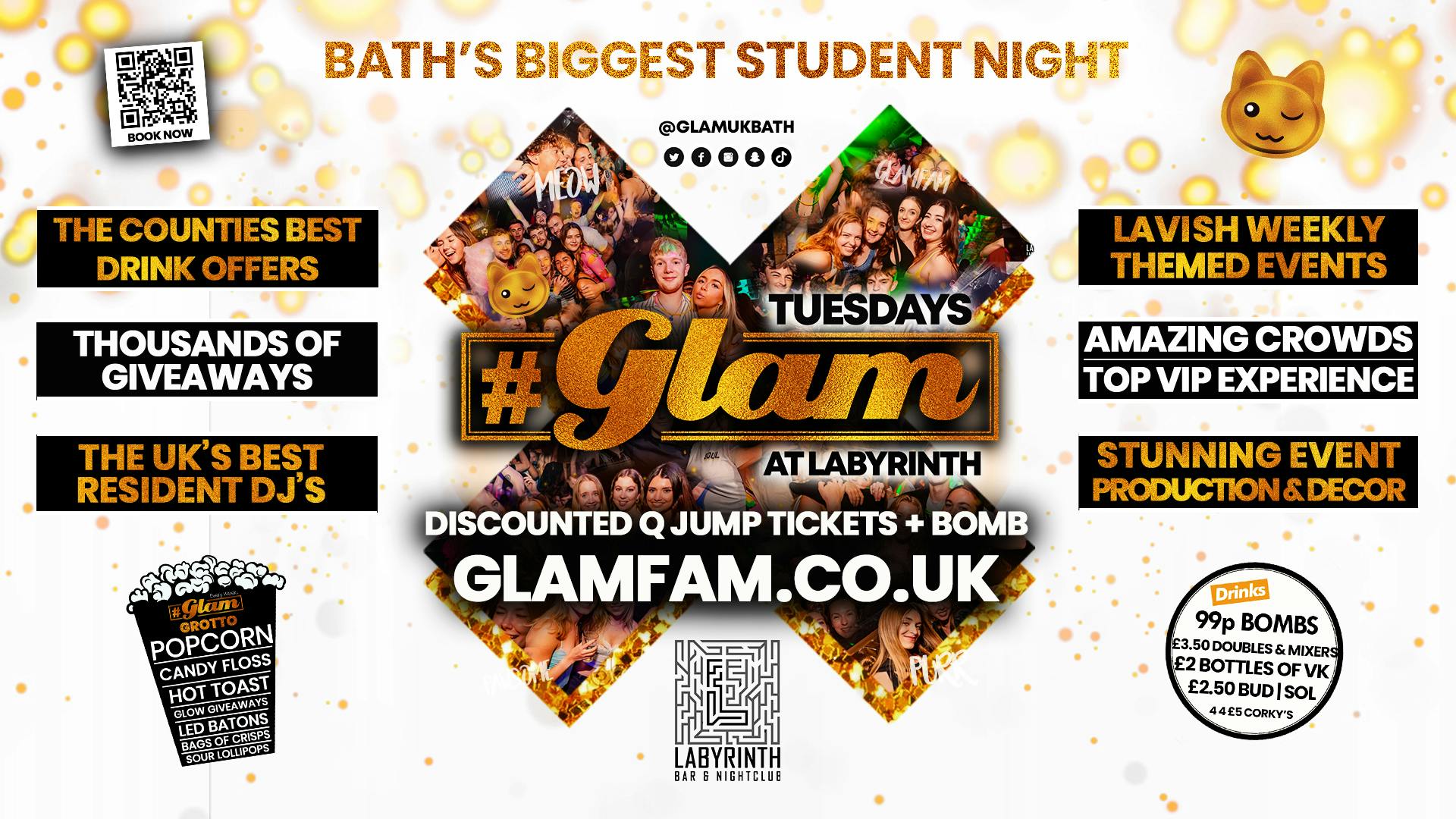 Glam - Bath's Biggest Student Night | Tuesdays at Labs 😻 at Labyrinth Bar & Nightclub, Bath on ...