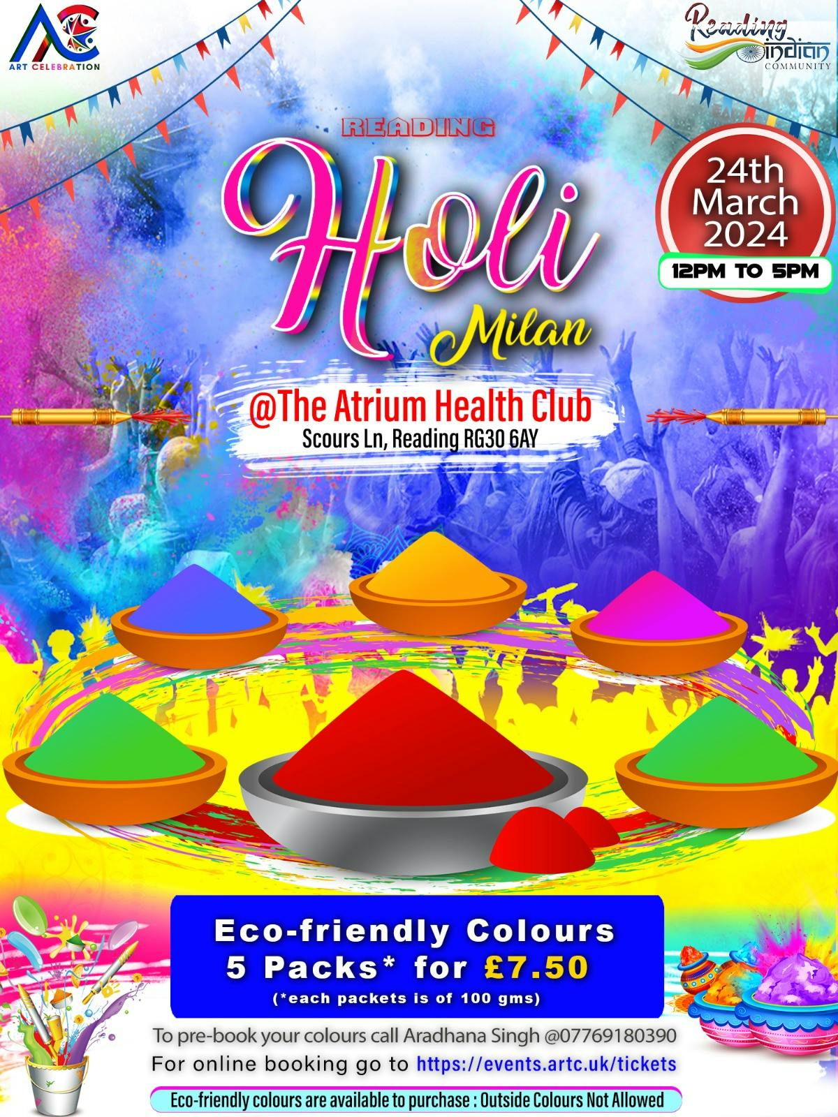 Eco-friendly COLOURS @Reading Holi Milan 2024 at The Atrium Health Club ...