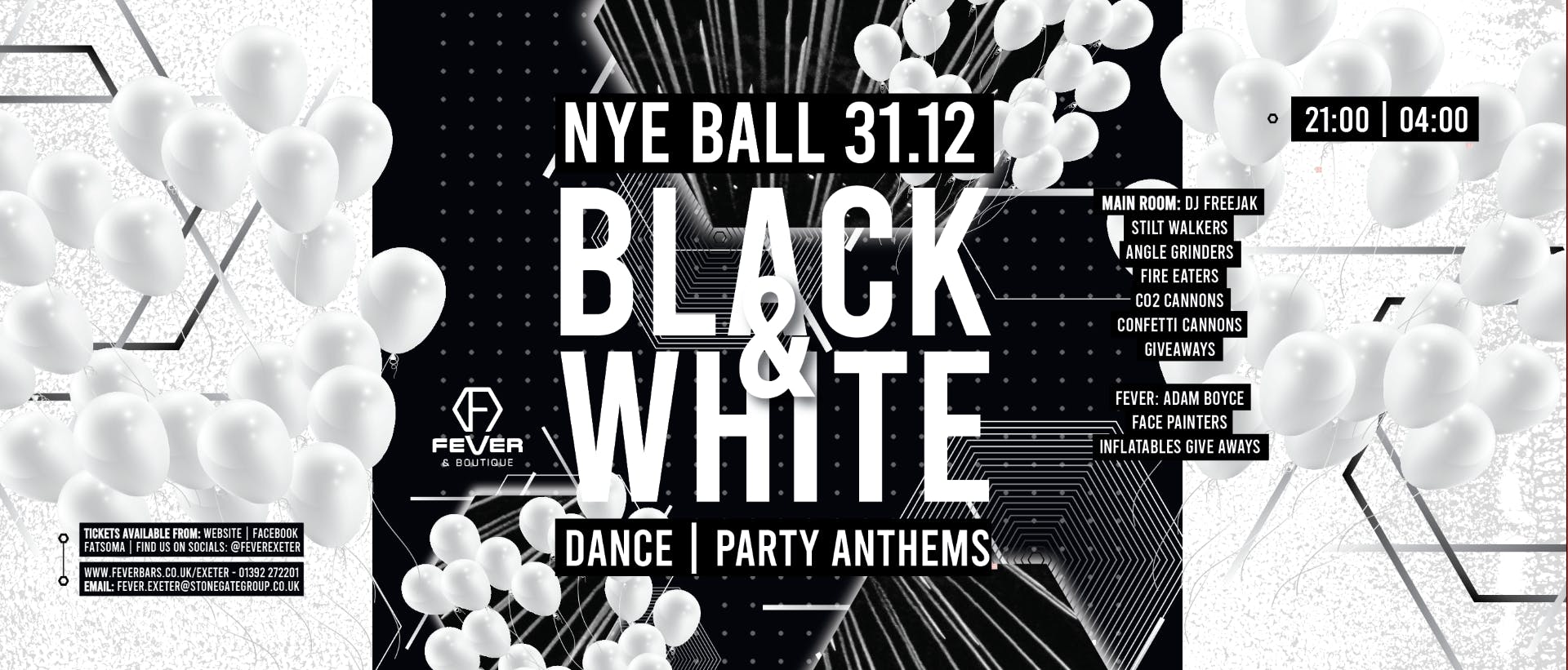 New Years Eve BLACK AND WHITE BALL at Fever - Exeter, Exeter on 31st ...