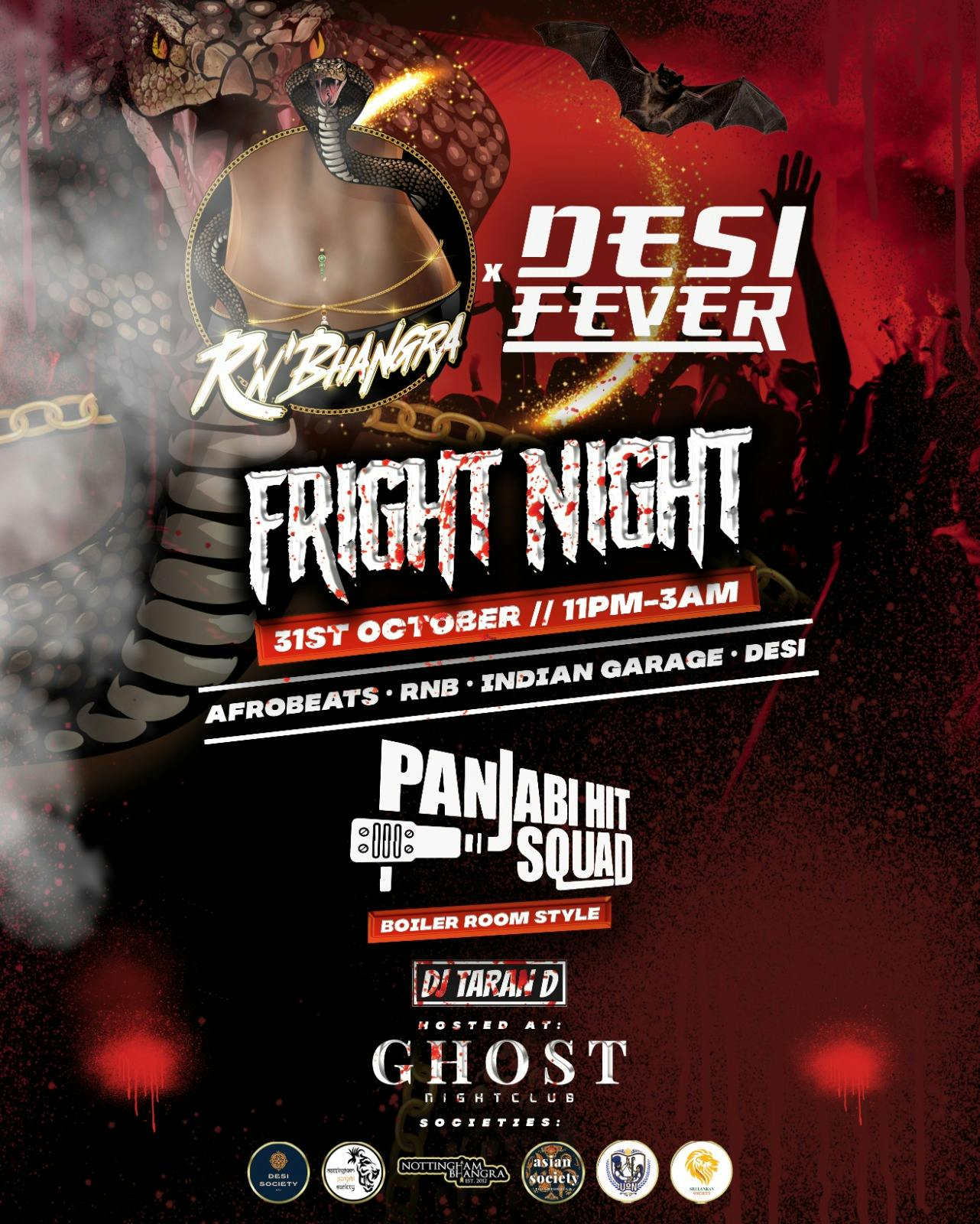 Desi Fever X RnBhangra - Nottingham Fright Night Special at Ghost Nottingham, Nottingham on 31st ...