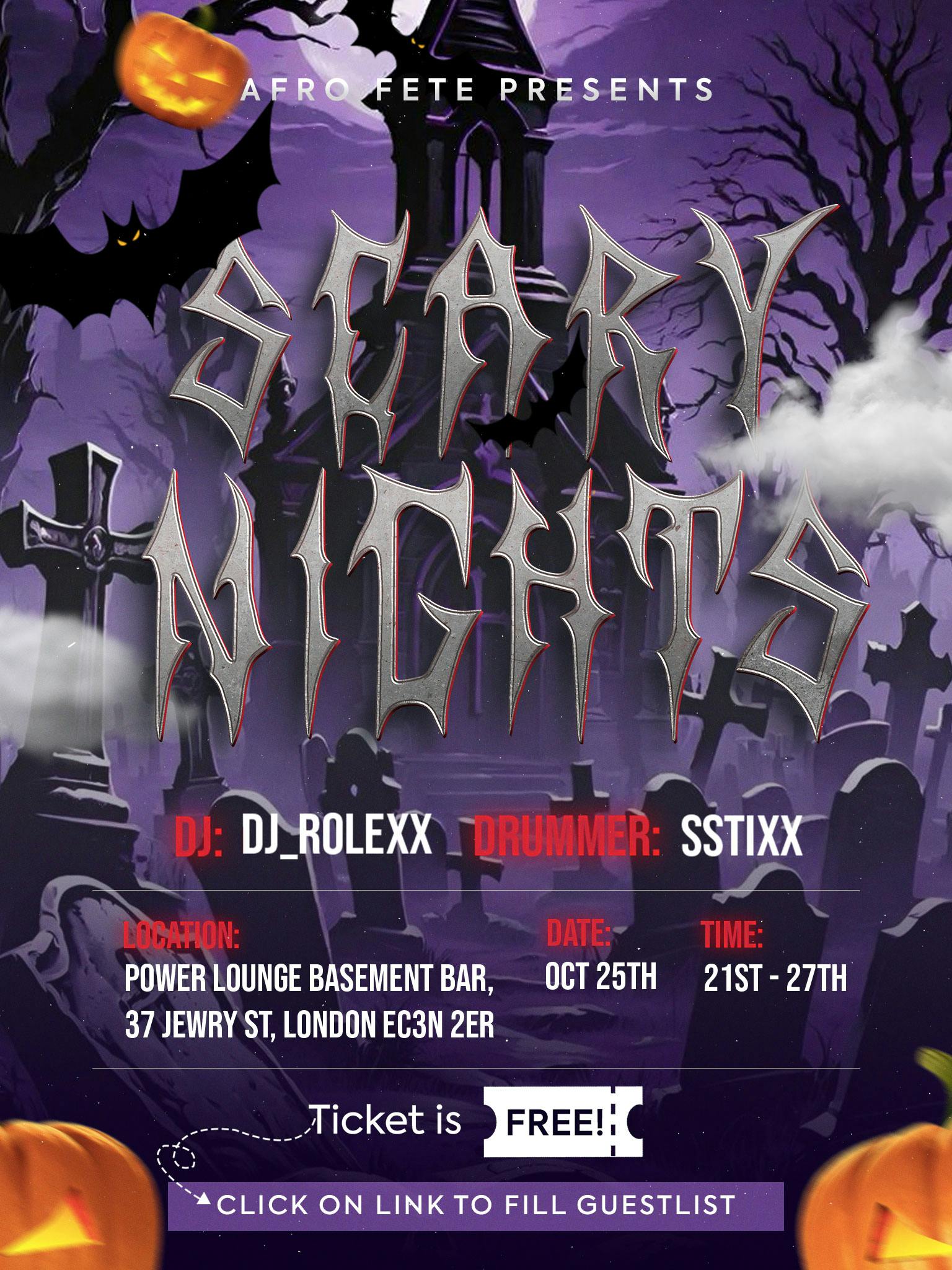 Scary Nights Oct 25th at Power Club & Lounge, London on 25th Oct 2024 ...