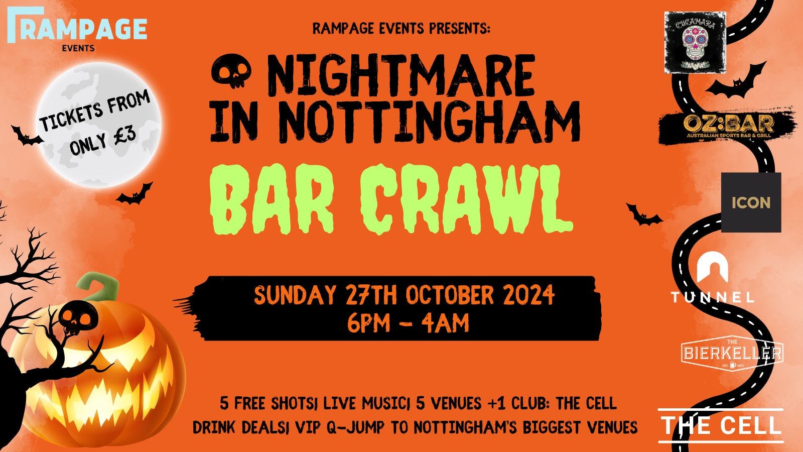 HALLOWEEN BAR CRAWL UON vs NTU - Nightmare in Nottingham | 5 FREE SHOTS ...