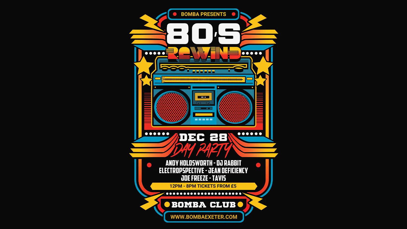80's Rewind Day Party - Sat 28 Dec - Bomba - Exeter Quay at Bomba ...