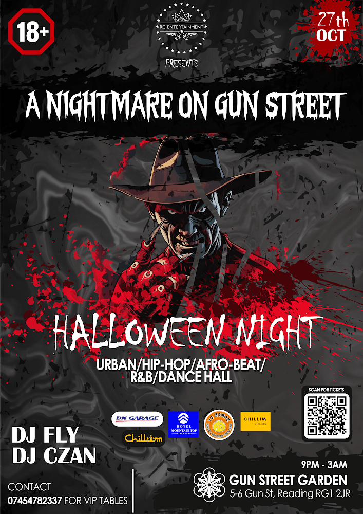 RG Entertainment nightmare on Guns street at Gun Street Garden, Reading ...