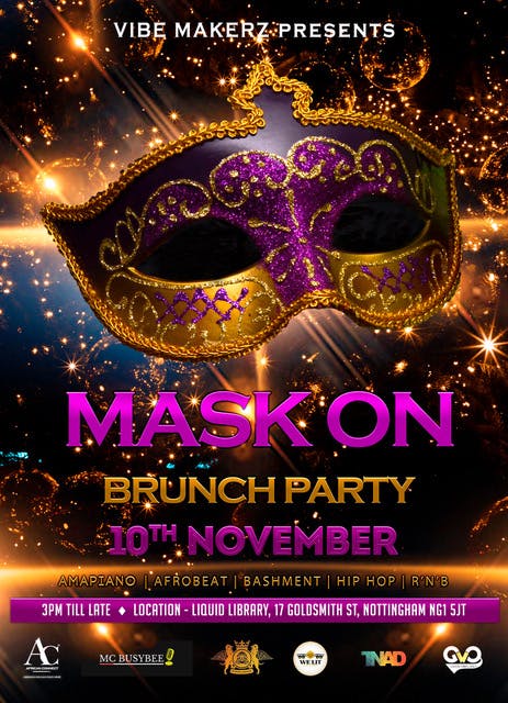 Mask On Masquerade Brunch Party at Liquid Library, Nottingham on 10th ...