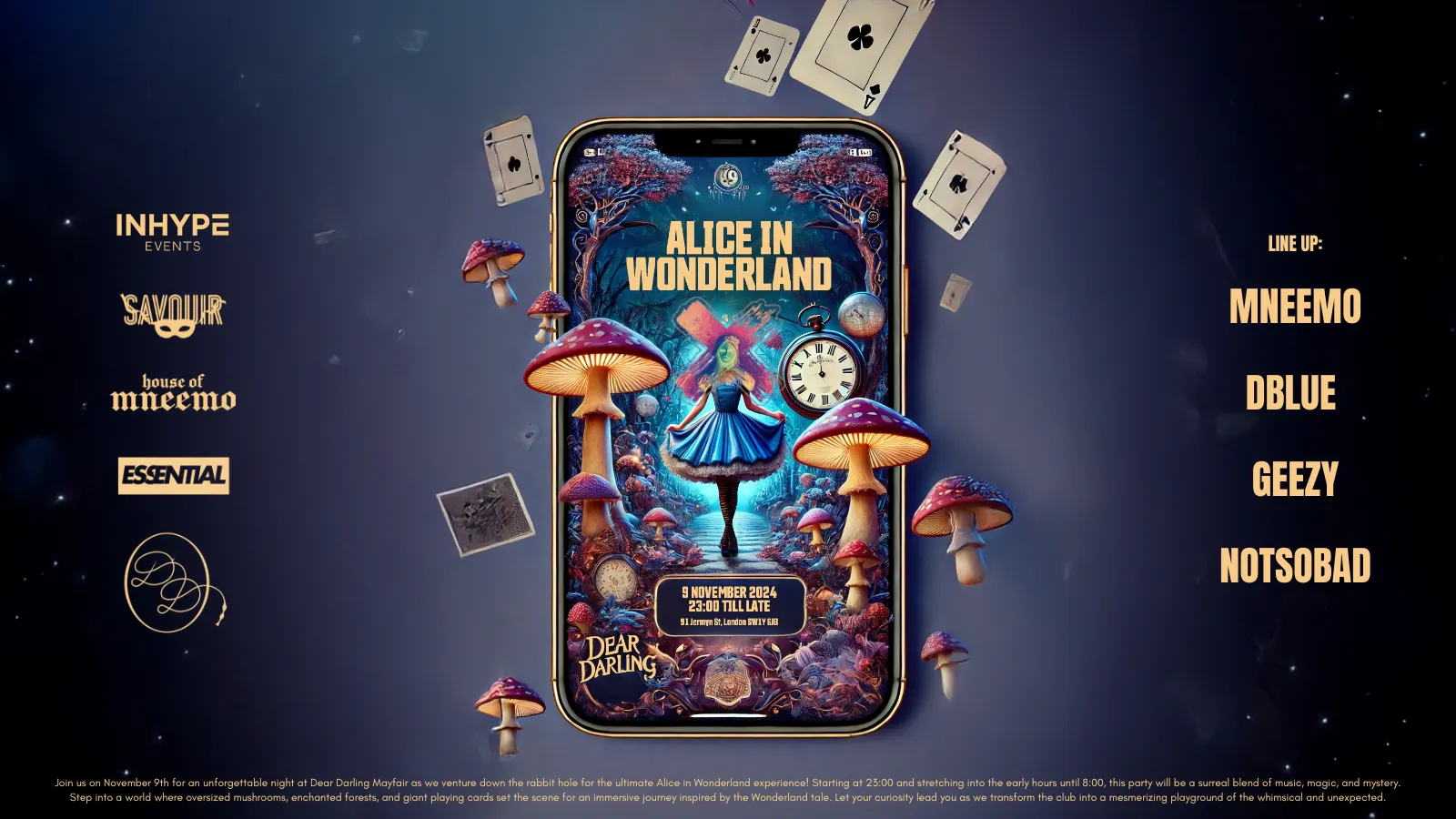 Alice in Wonderland at Dear Darling Mayfair, London on 9th Nov 2024 ...