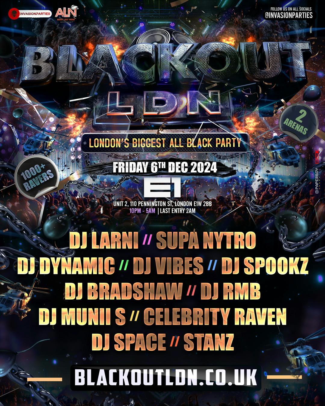 BLACKOUT LDN - London’s Biggest All Black Party - 1000+ RAVERS at E1 ...