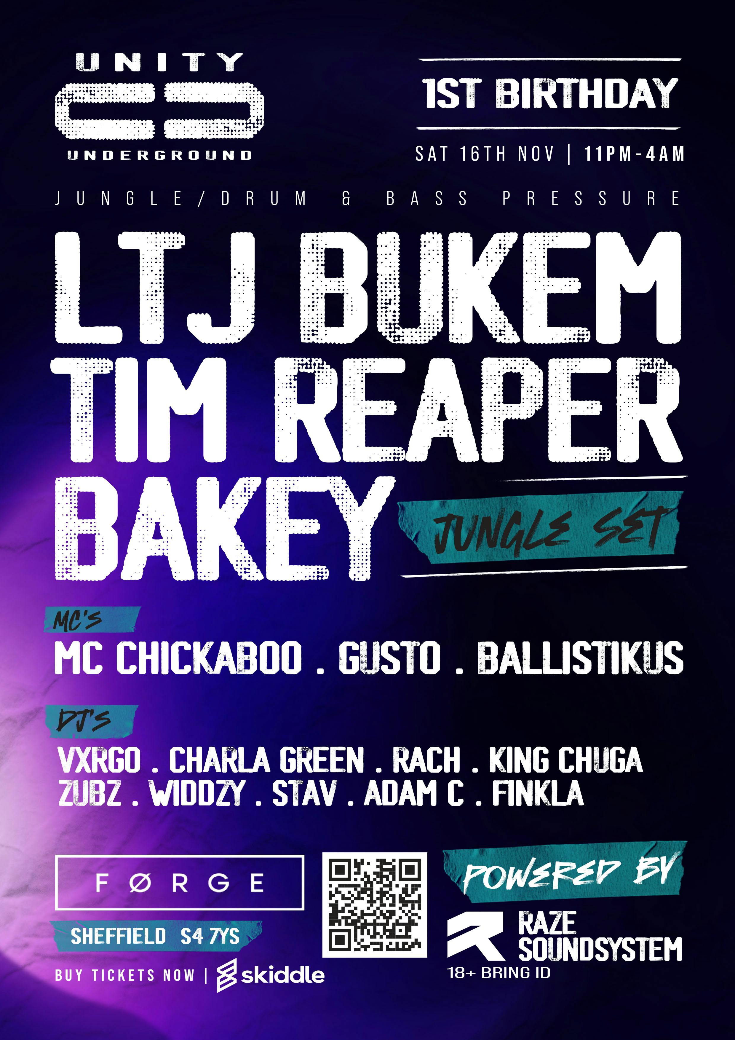Unity Underground 1st Birthday - LTJ Bukem, Tim Reaper, Bakey +more at FORGE Warehouse ...