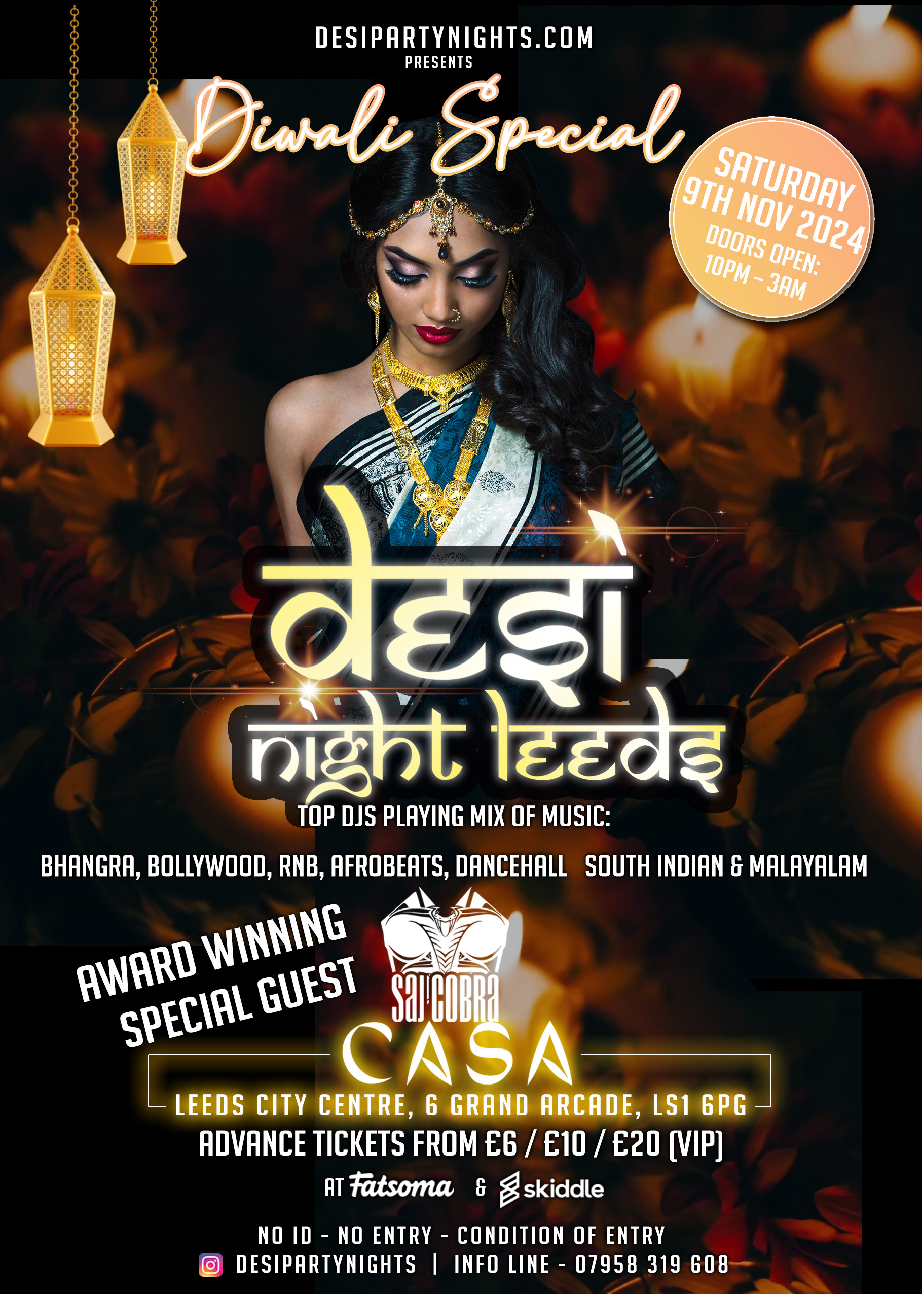 Desi Night Leeds, Saturday 9th November 2024- Diwali with SAJ COBRA! at ...