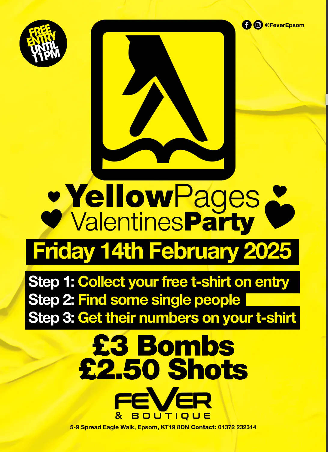 ️VALENTINES DAY - YELLOW PAGES PARTY ️ at Fever & Boutique - Epsom ...