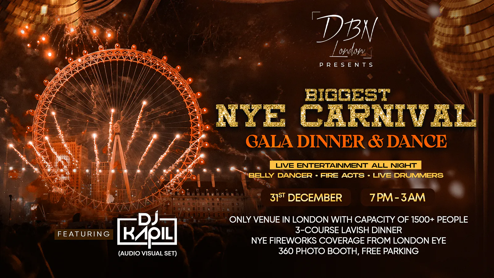 Biggest NYE Carnival (Gala Dinner & Dance) at Byron Hall, Harrow on ...