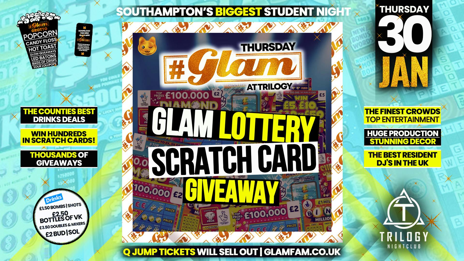 Glam Thursdays | 💰SCRATCH CARD GIVEAWAY 💷 | Southampton's Biggest Student Night 😻 at Trilogy ...