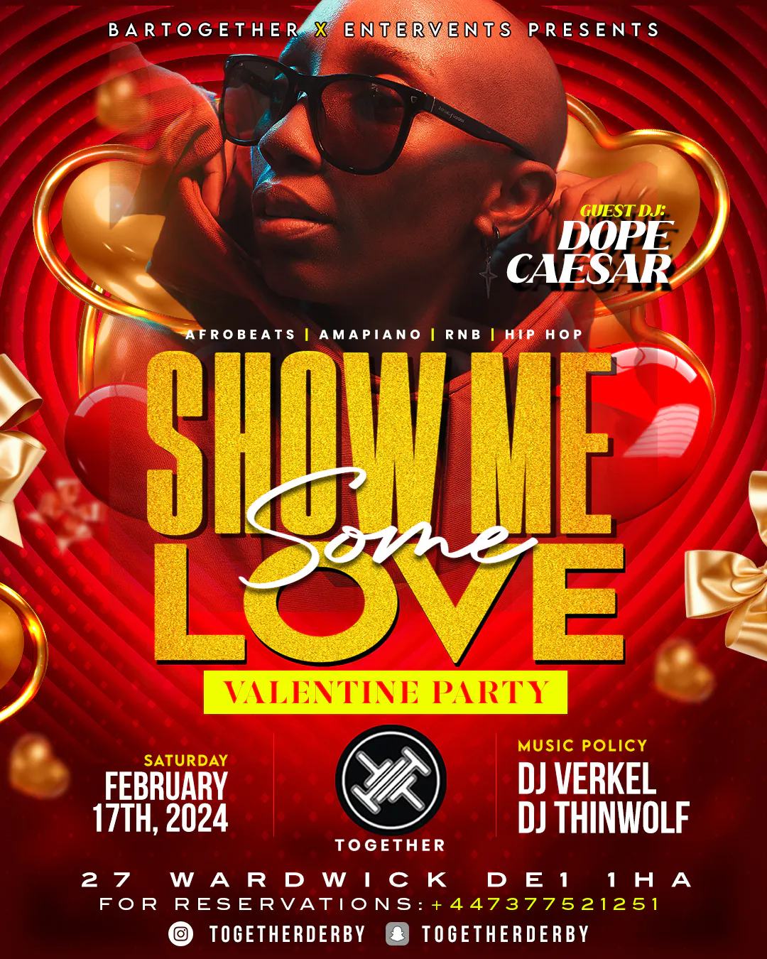 DOPECAESAR LIVE IN DERBY - VALENTINE PARTY at Together, Derby on 17th ...