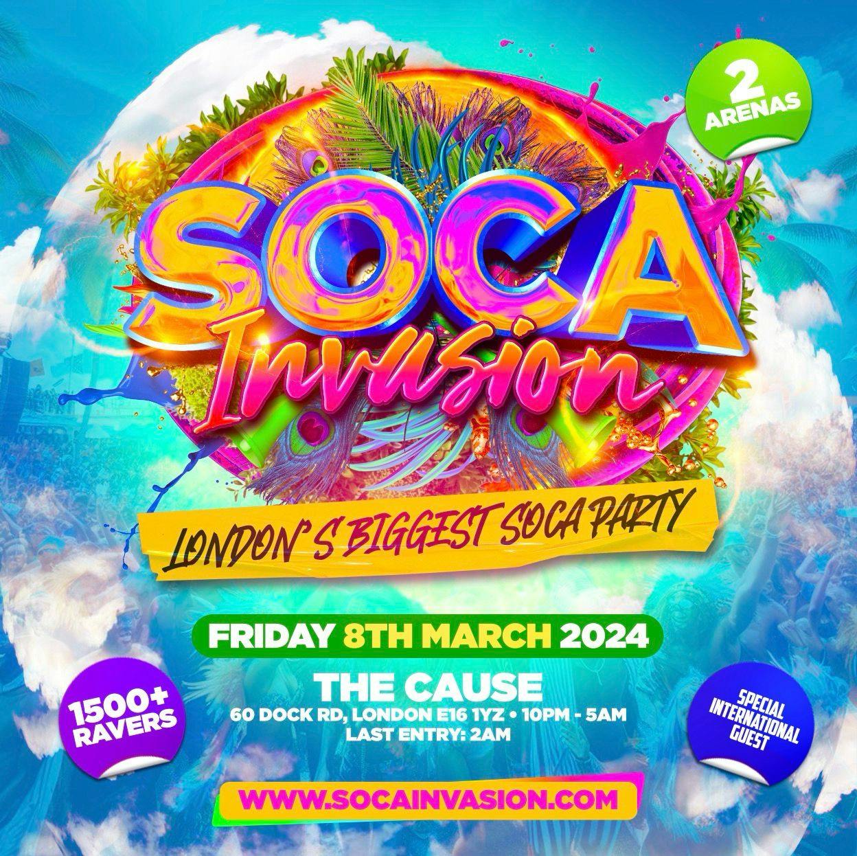 SOCA INVASION - London's BIGGEST Soca Party at The Cause, London on 8th ...