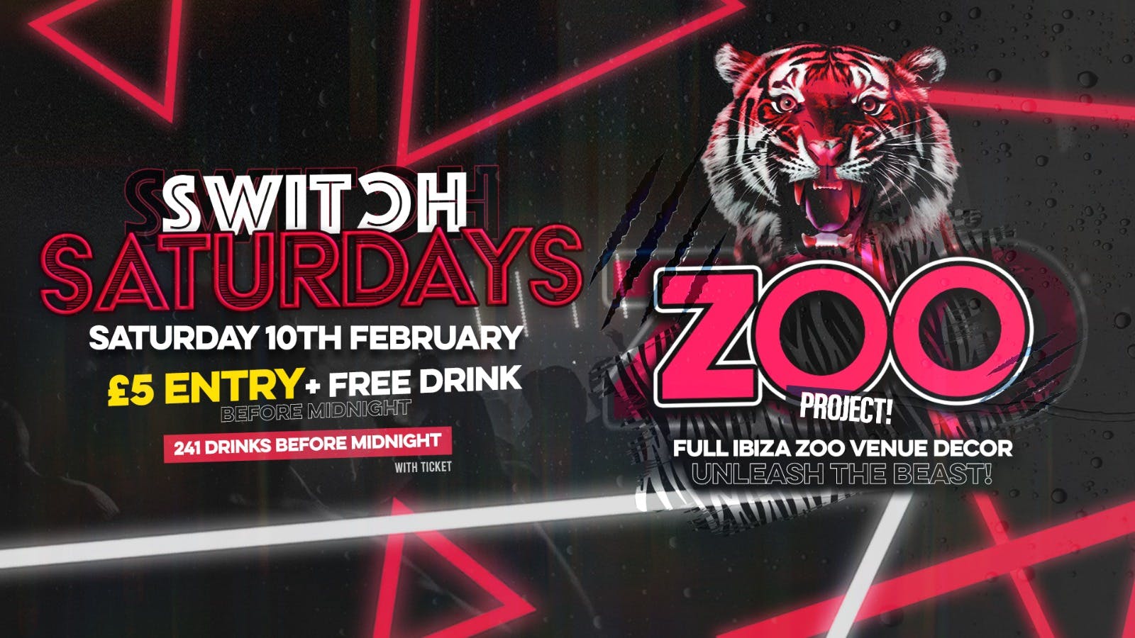 Switch Saturdays ZOO PARTY // £5 Entry + Free Vodka & Mixer at Switch ...