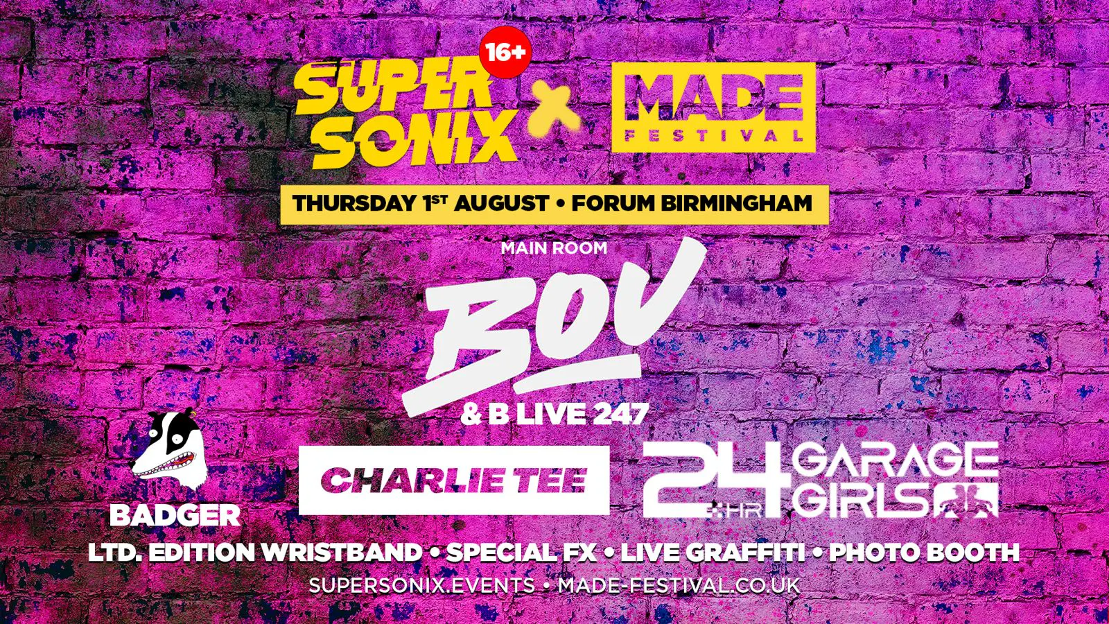 Super Sonix 16+ x MADE Festival w/ Bou at Forum Birmingham, Birmingham ...