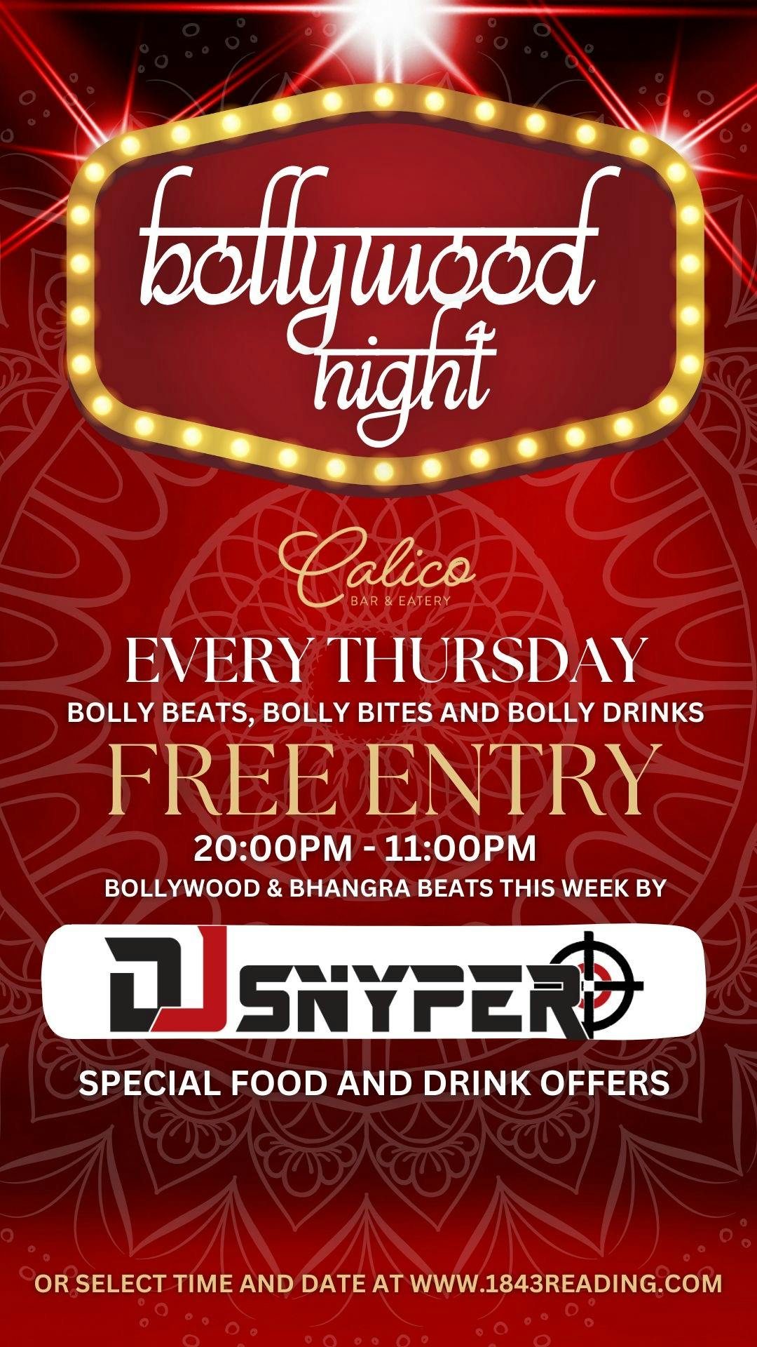 Bollywood & Bhangra Night at Calico Bar & Eatery, Reading on 27th Jun ...