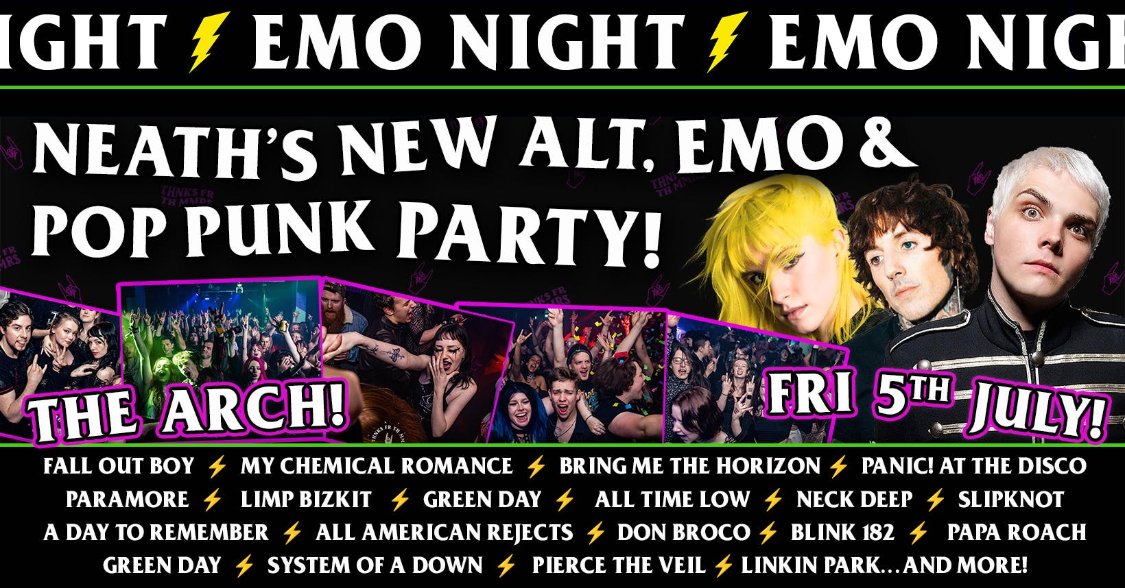 Emo Night, Neath! ⚡ THNKS FR TH MMRS at The Arch Bar & Nightclub, Neath ...