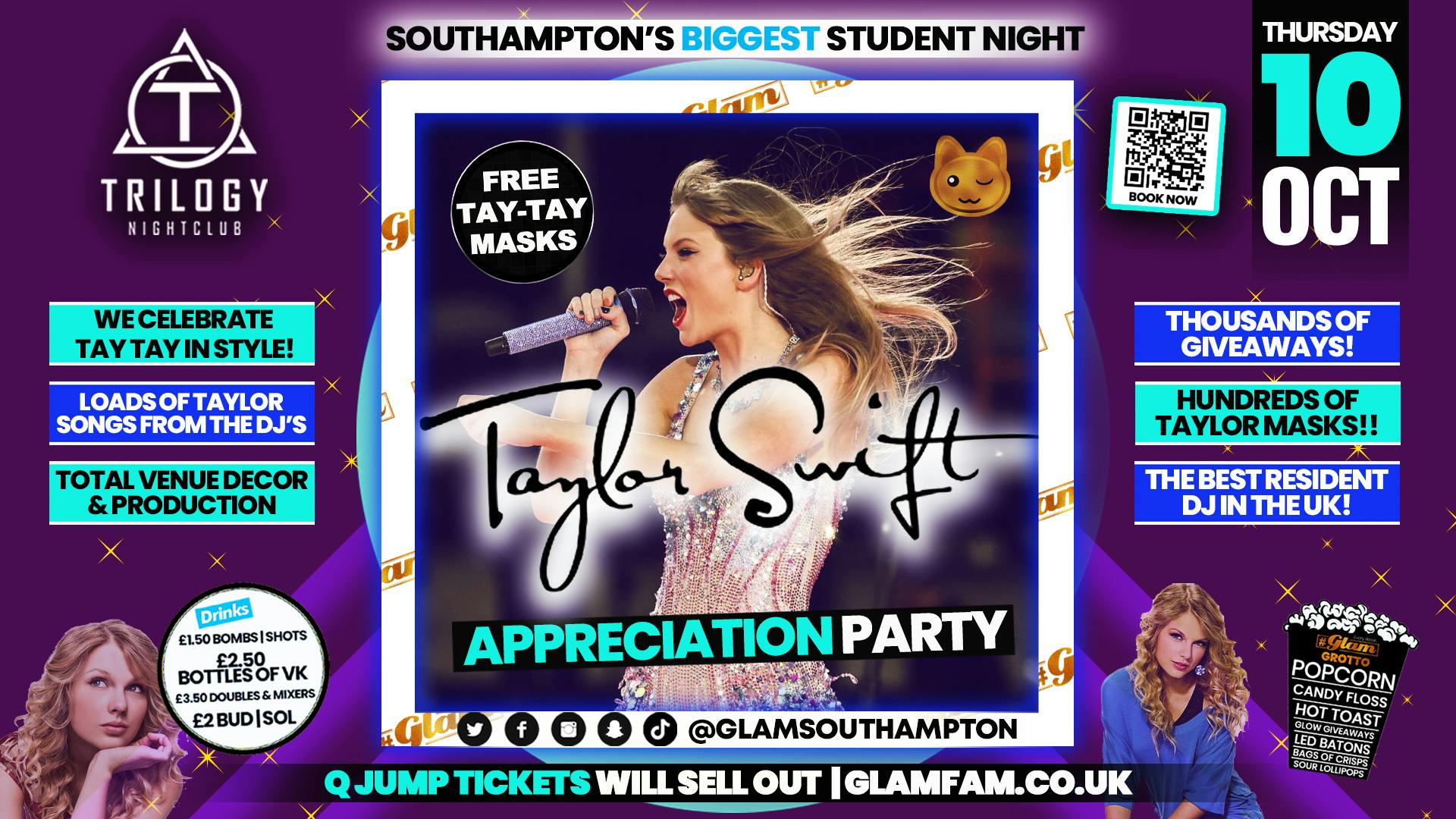 Glam -💃 TAYLOR SWIFT APPRECIATION EVENT! 🤩 | Southampton's Biggest Student Night at Trilogy ...
