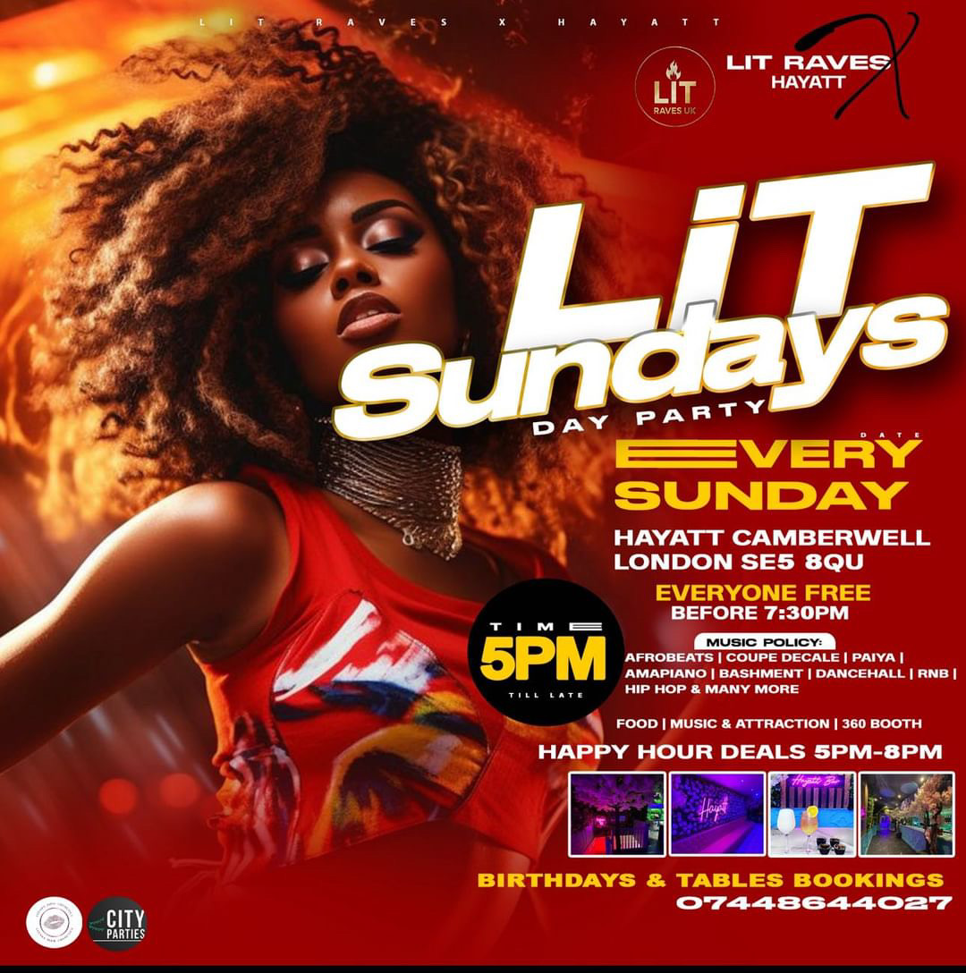 LIT SUNDAYS DAY PARTY @HAYATT SHISHA LOUNGE at Hayatt, London on 14th ...