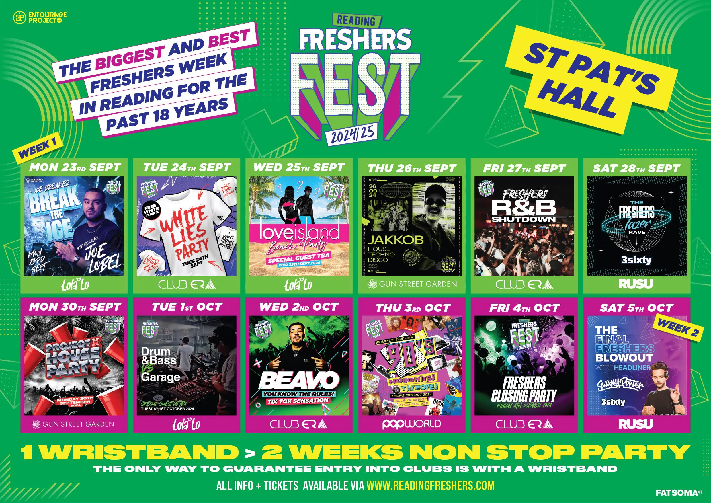 St Pat's Halls Reading Freshers Fest 24/25 🎪 FINAL 50 WRISTBANDS at ...