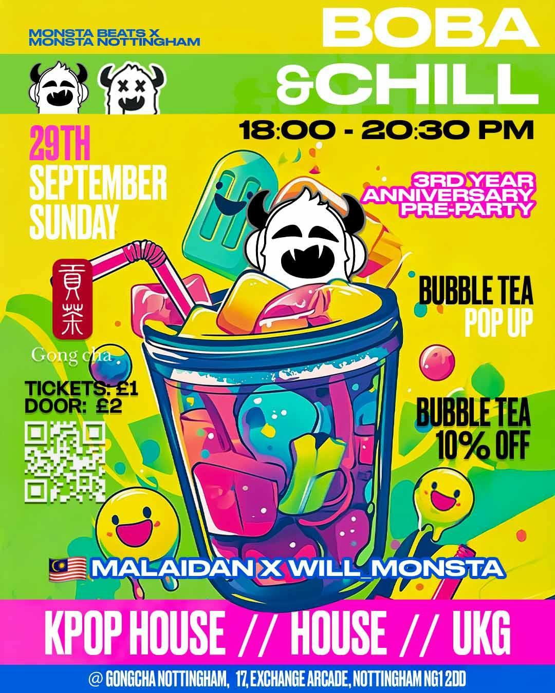 Monsta Boba & Chill 3rd Year Anniversary Pre-Party! @ Gong Cha at Gong ...