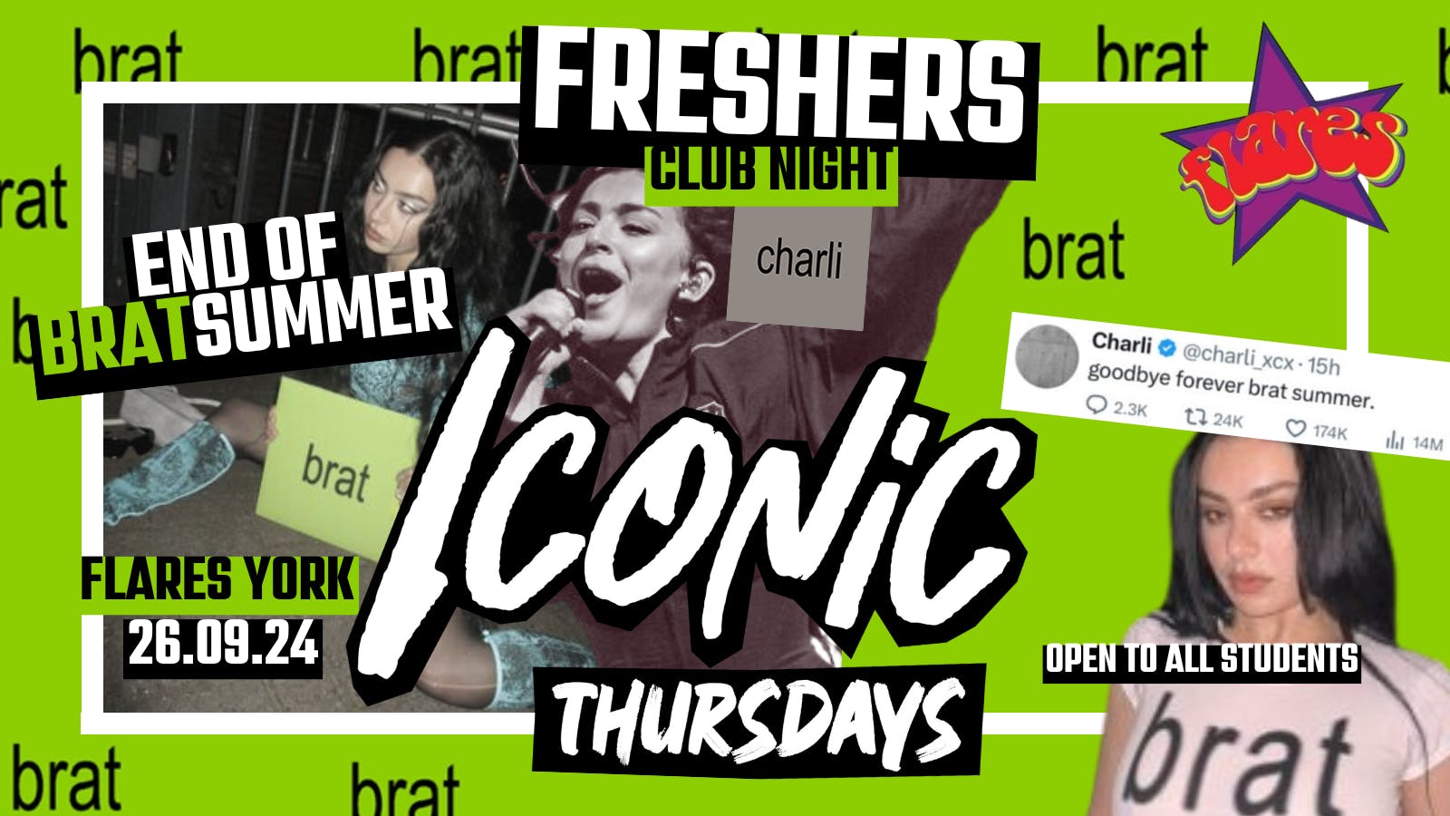 Iconic Thursdays: End Of Brat Summer at Flares - York, York on 26th Sep ...