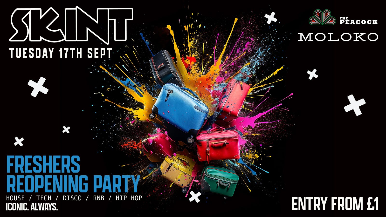 SKINT Tuesdays: FRESHERS REOPENING PARTY at St Peters Square - Peacock ...