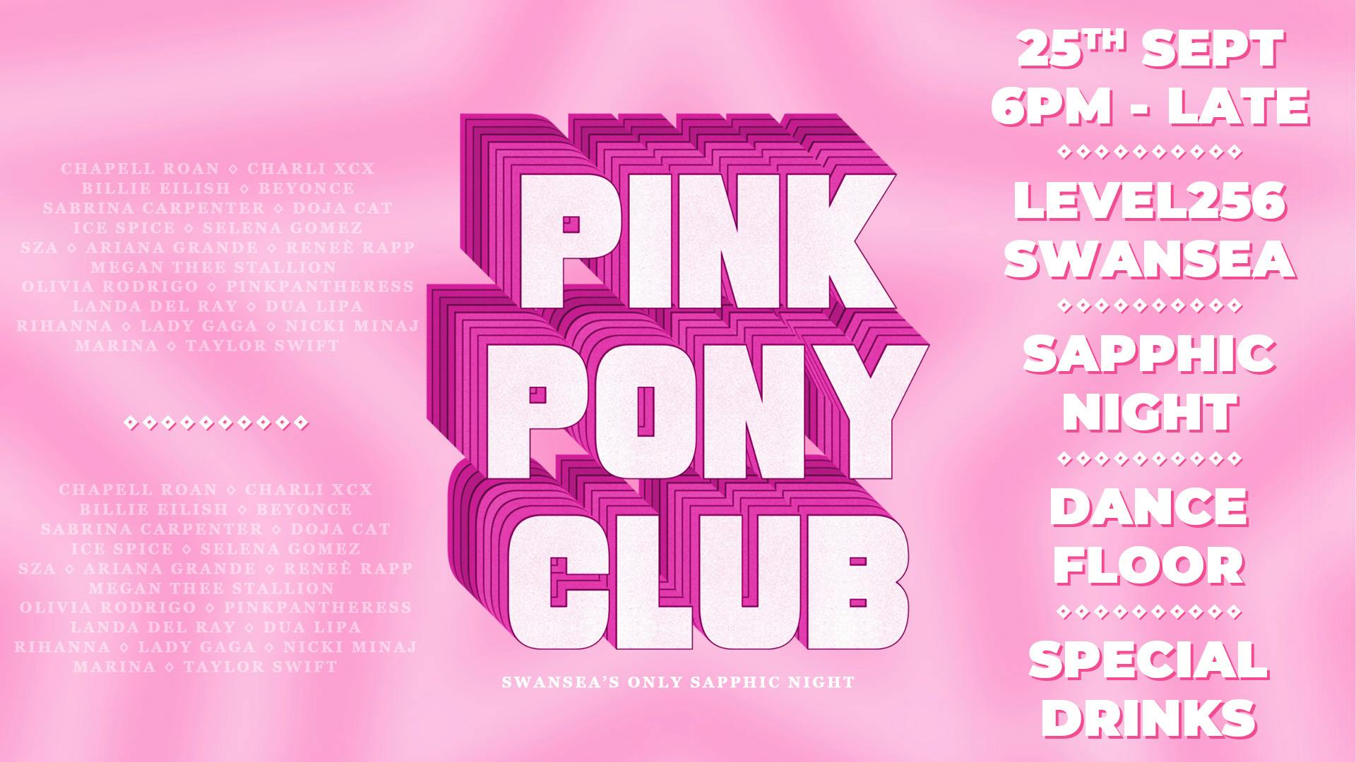 Pink Pony Club | Sapphic Night 🦄 at Level256 | Cocktail Bar, Swansea on ...