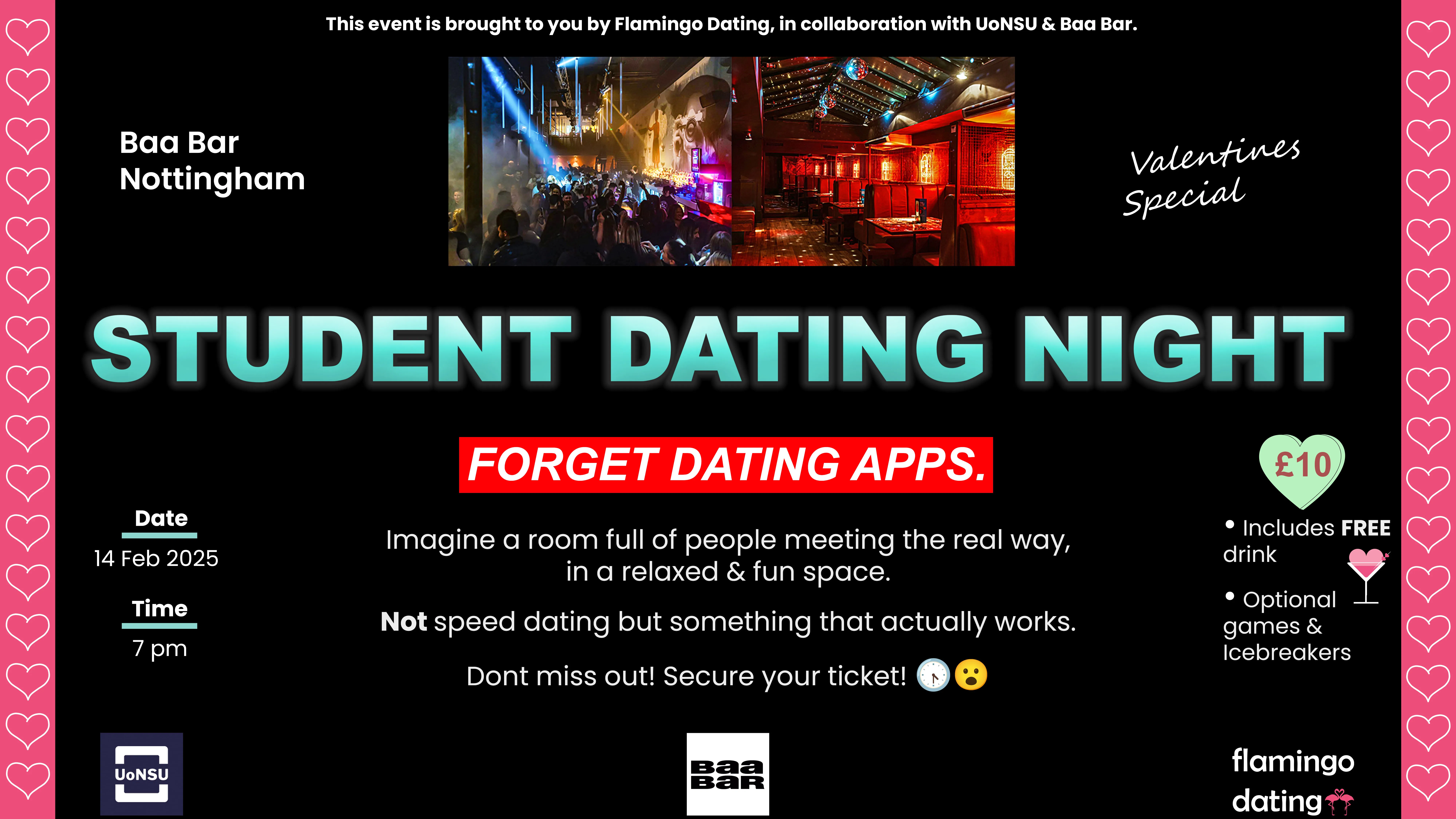 STUDENT DATING NIGHT @Baa Bar (Valentine’s Special) 🦩 at Baa Bar ...