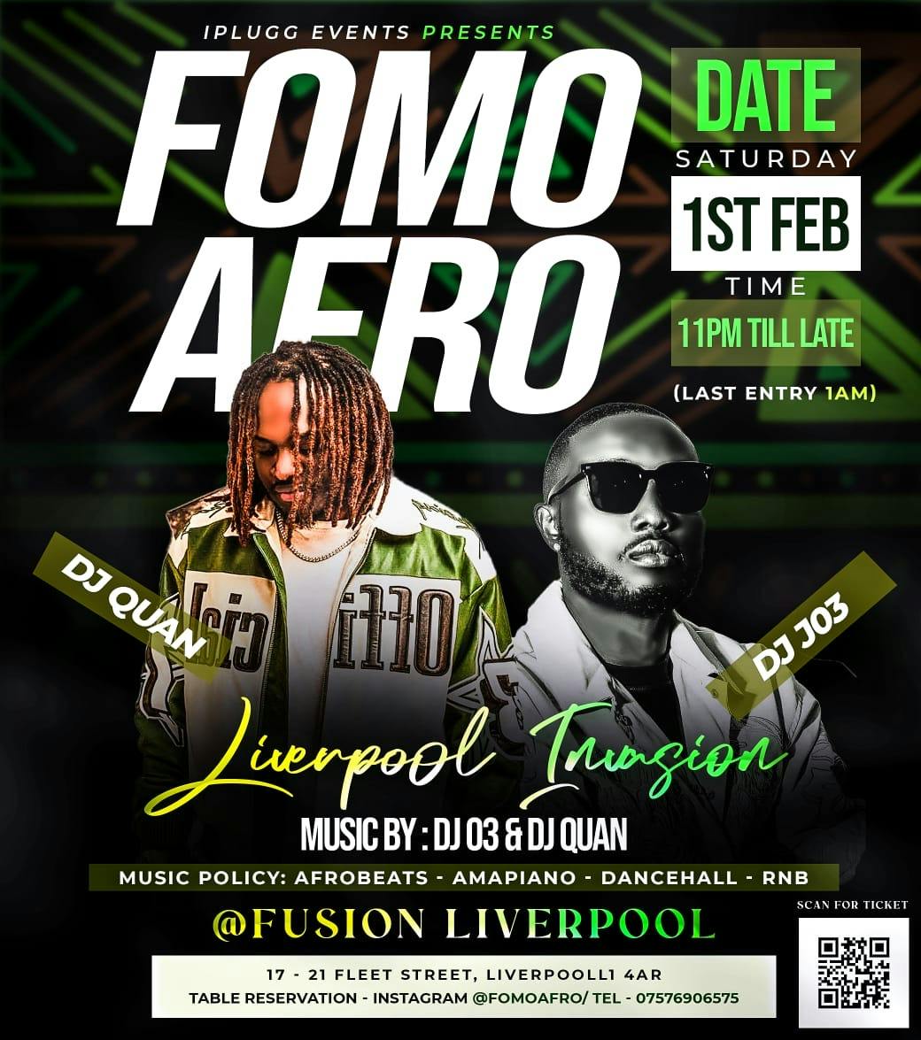 FOMOAfro LIVERPOOL INVASION 🧨🧨 at Fusion, Liverpool on 1st Feb | Fatsoma