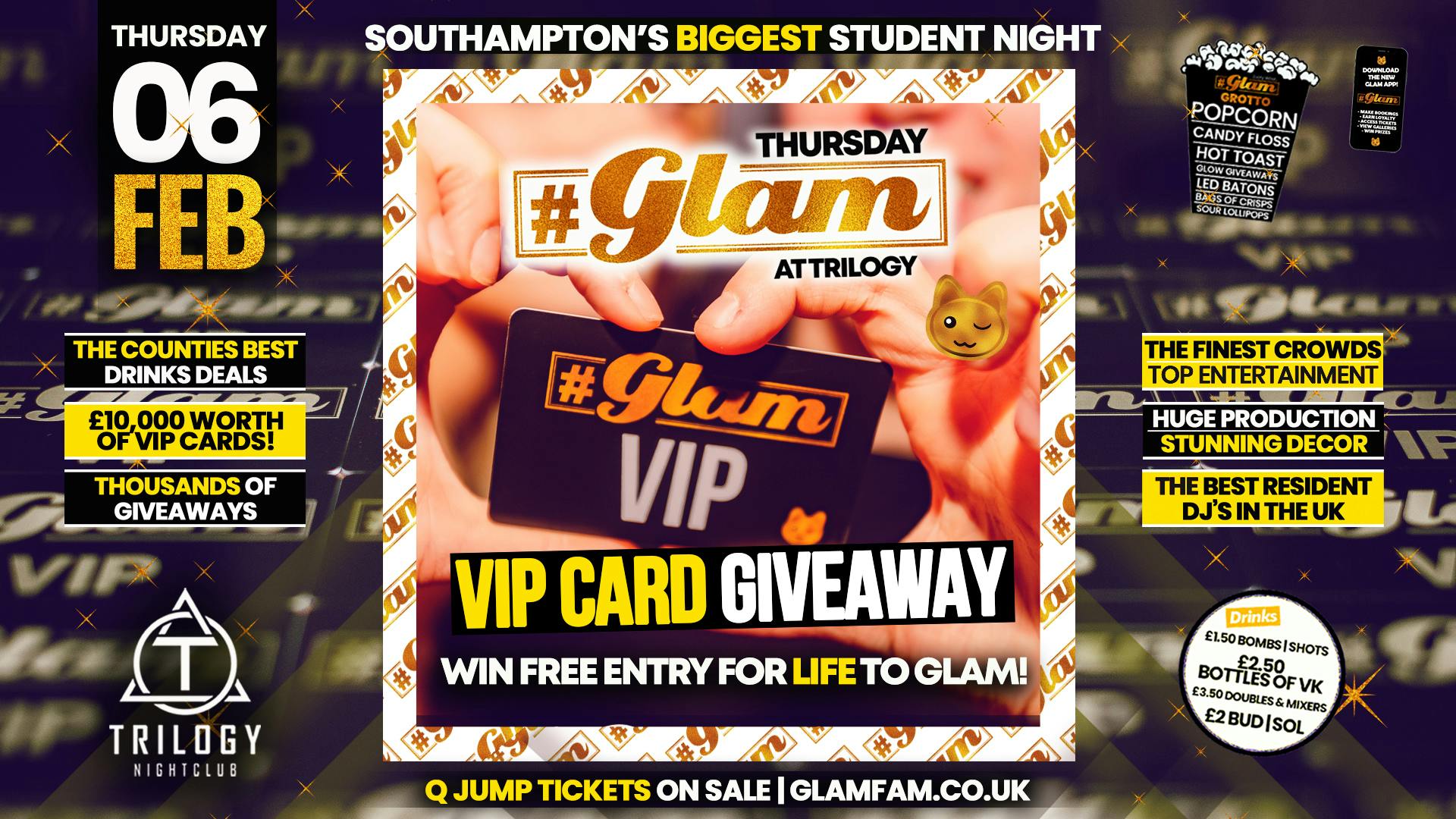 Glam Thursdays | WIN FREE ENTRY FOR LIFE!! 😈 Southampton's Biggest Student Night 😻 at Trilogy ...
