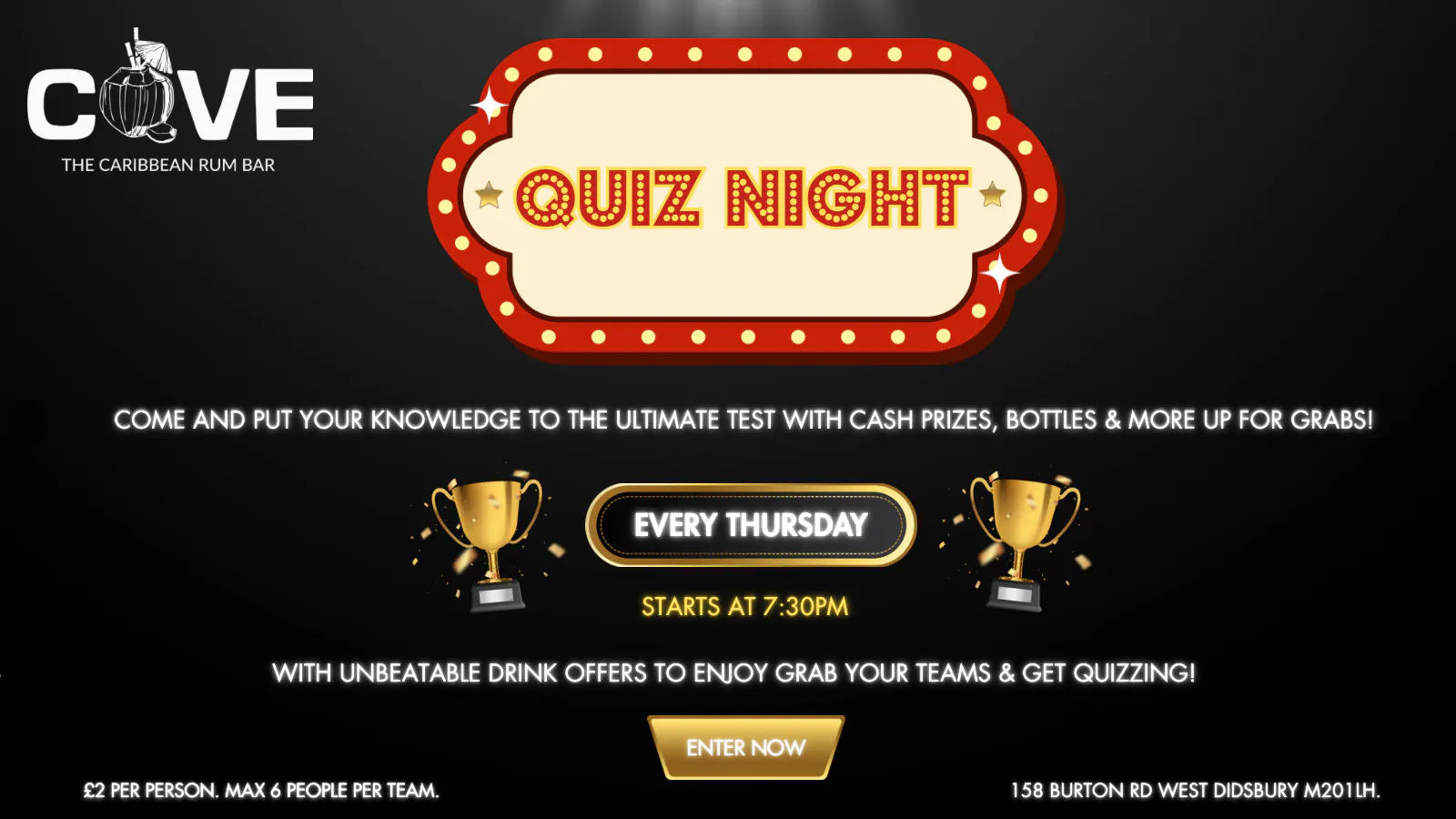 THE ULTIMATE QUIZ NIGHT at Cove, Manchester on 23rd Oct 2025 | Fatsoma