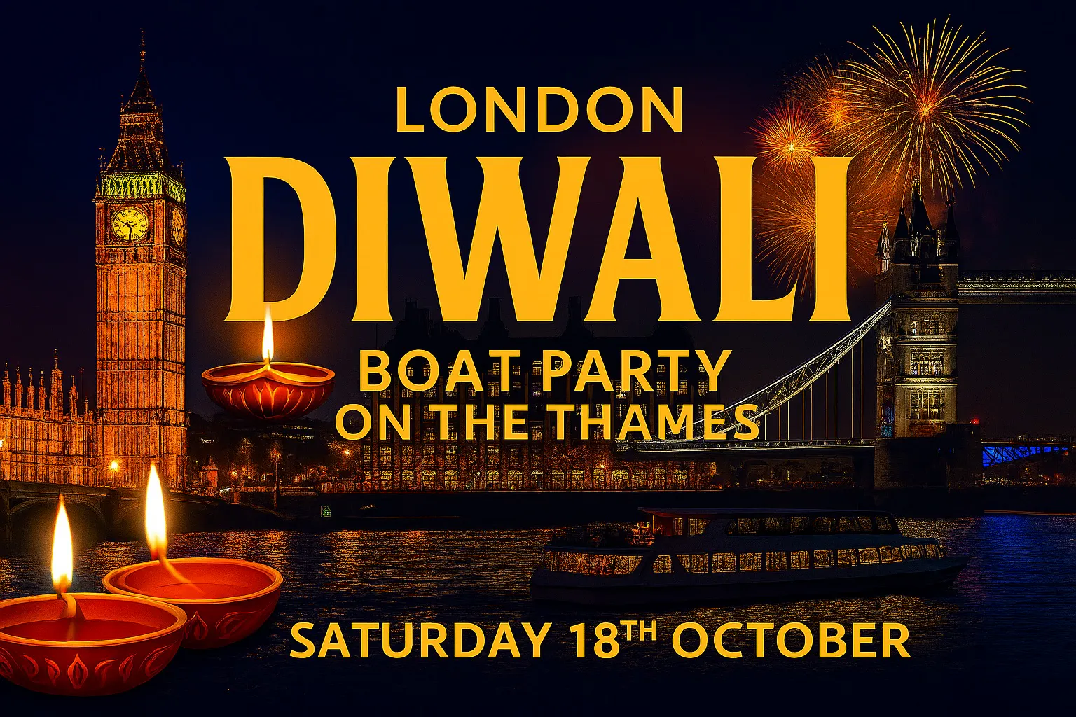 The Ultimate DIWALI BOAT PARTY / last tickets at Crown Pier, London on ...