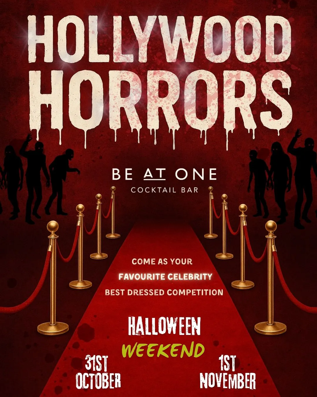 Hollywood Horrors Halloween Event at Be At One Chester, Chester on 1st ...