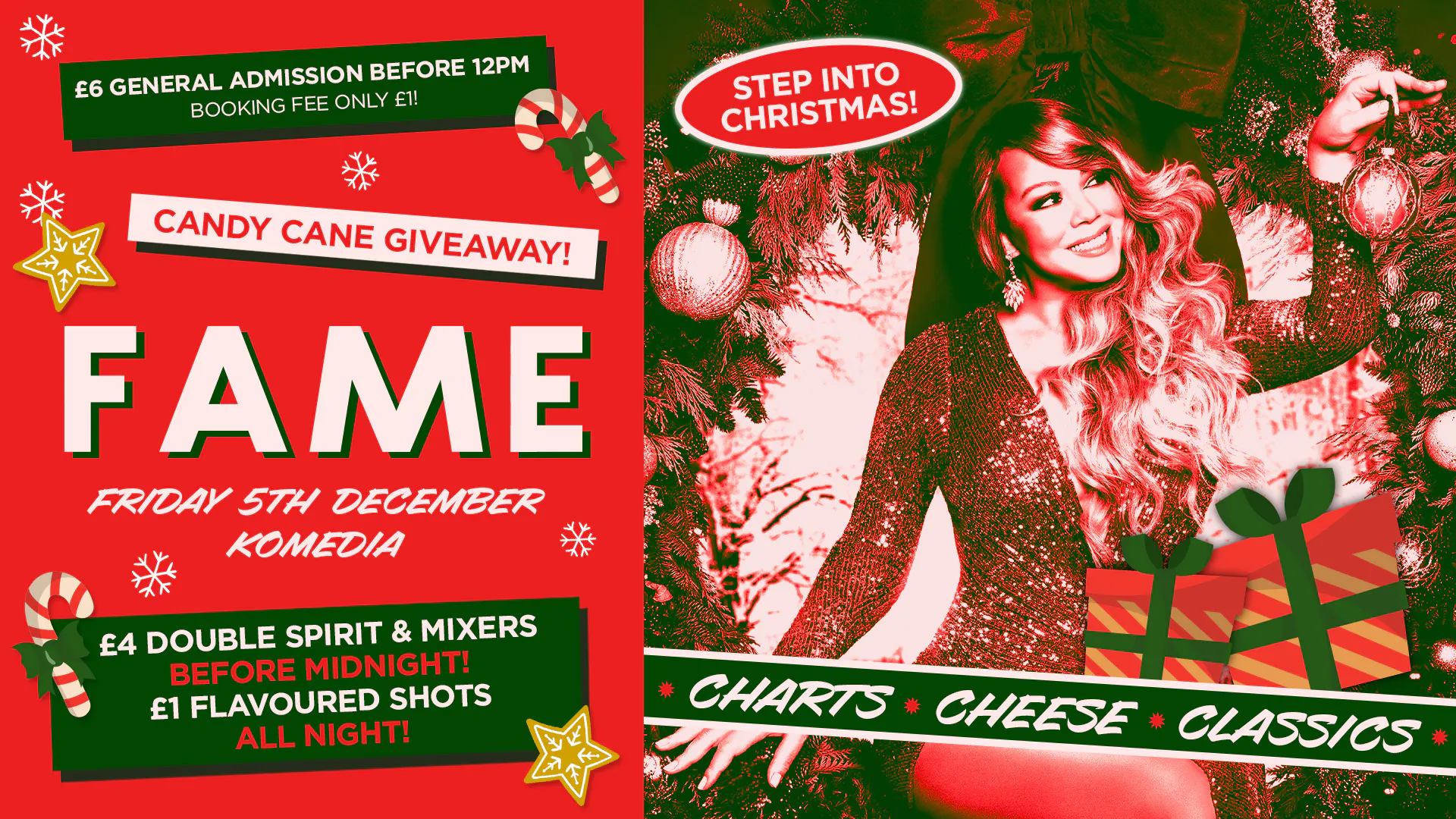 FAME // STEP INTO XMAS // 400 SPACES ON THE DOOR! at Komedia, Bath on ...