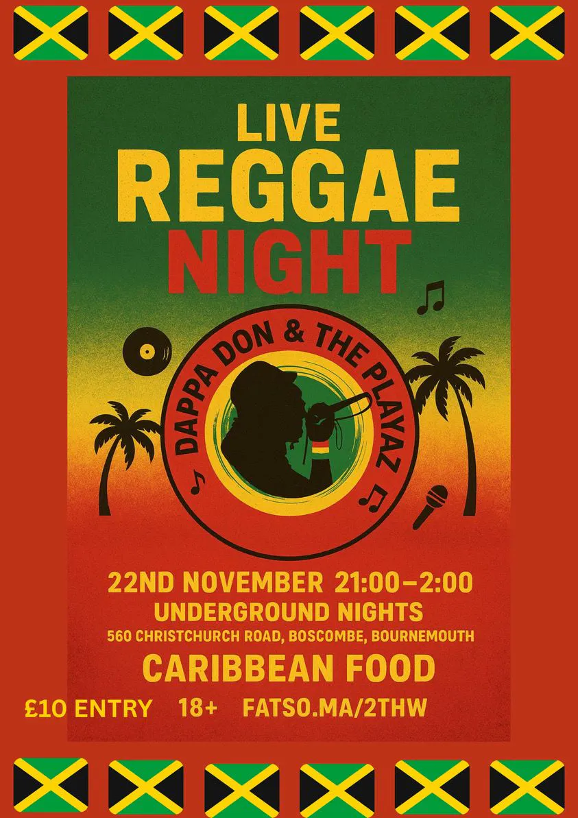REGGAE NIGHT at Underground Nights, on 22nd Nov 2025 | Fatsoma