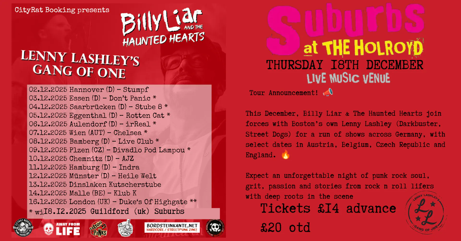 LENNY LASHLEY / BILLY LIAR at Holroyd Arms, Guildford on 18th Dec 2025 ...
