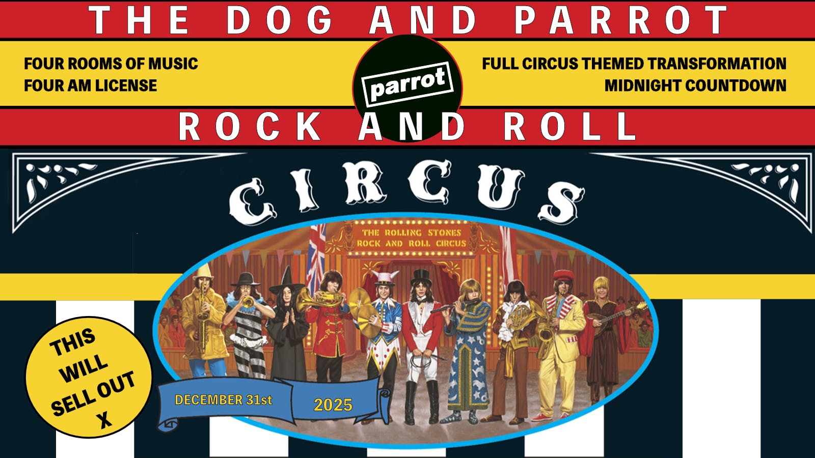 Parrot vs. Luckys NYE Rock n Roll Circus 🎪 at The Dog & Parrot ...