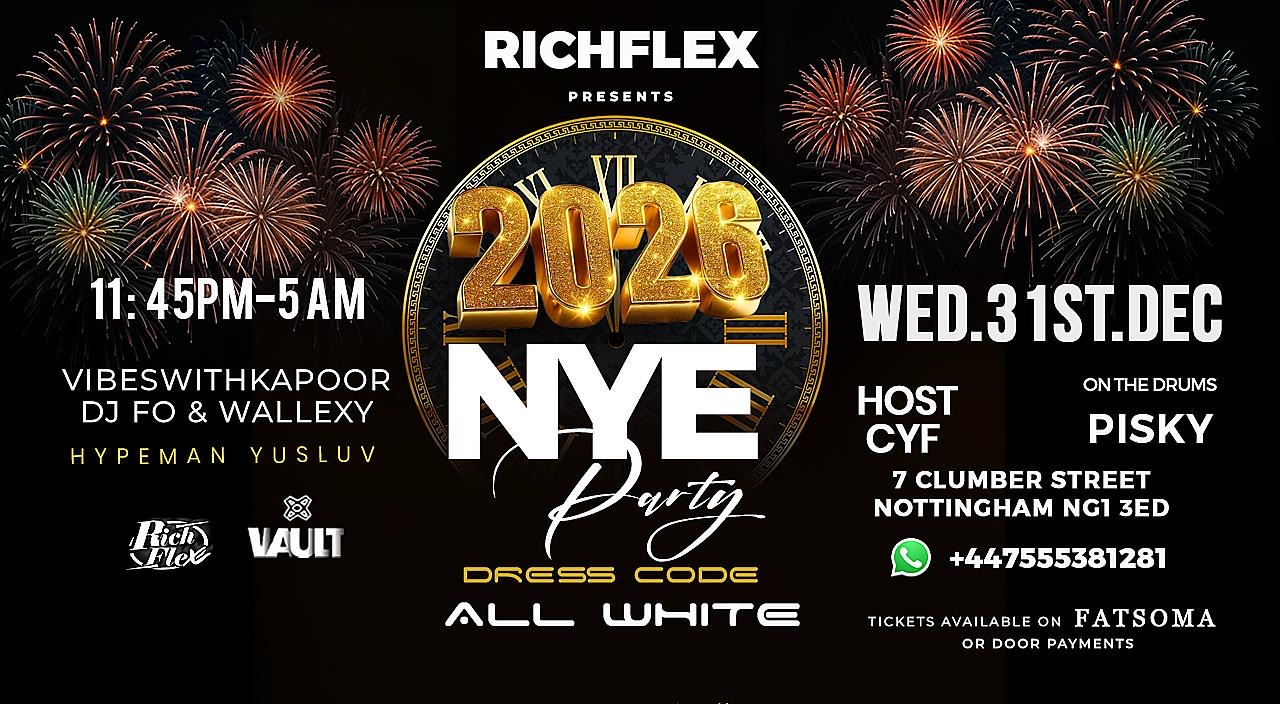 ALL WHITE - 2026 NYE PARTY at Vault, Nottingham on 31st Dec 2025 | Fatsoma
