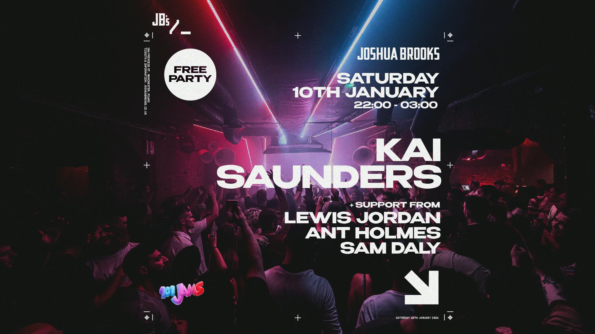 101 Jams w/ Kai Saunders at Joshua Brooks, Manchester on 10th Jan | Fatsoma