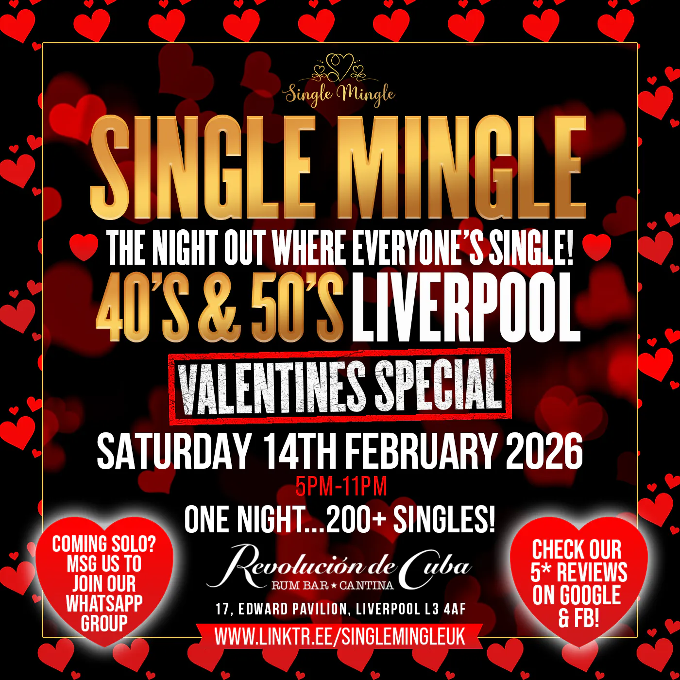 Single Mingle - 40's & 50's - Valentines Party - 14th February 2026 at ...