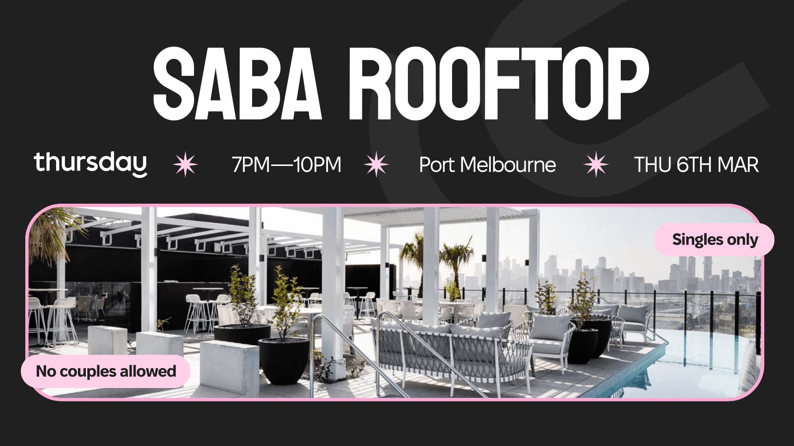 Thursday | The SABA Rooftop Bar (Under 35) | Melbourne at The Saba ...