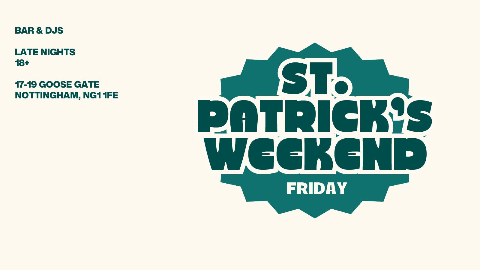 St Patrick's Weekender - Friday at Baa Bar, Nottingham on 14th Mar ...