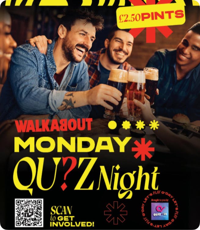 Monday Quiz Night at Walkabout - Sheffield, Sheffield on 3rd Mar | Fatsoma
