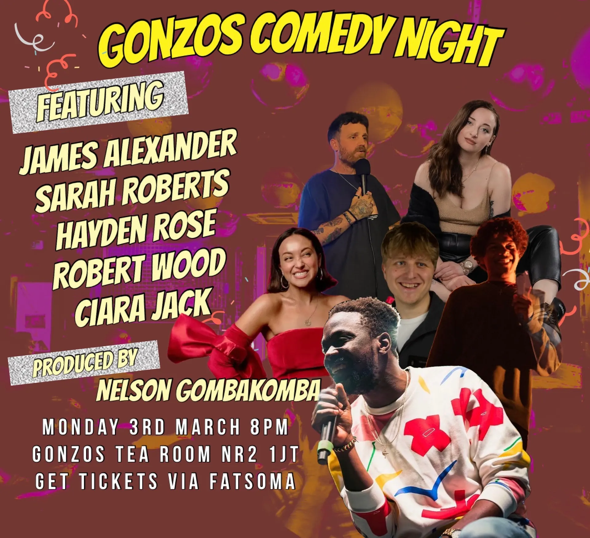 Gonzo's Comedy Night with Sarah Roberts at Gonzo's Tea Room, Norwich on ...