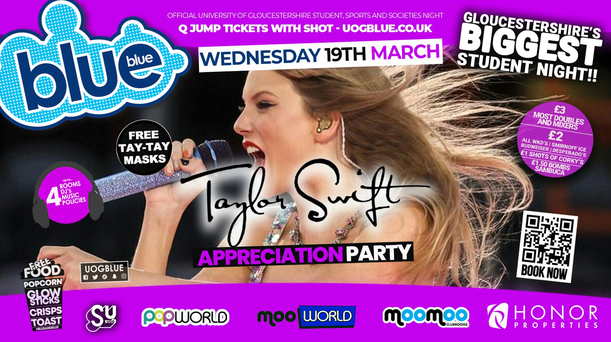 Blue and Blue Wednesdays | TAYLOR SWIFT APPRECIATION NIGHT! 🤩 Gloucestershire’s Biggest Student ...
