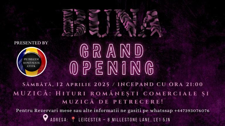 Grand Opening Club Romanesc in Leicester intrarea libera pentru toata ...