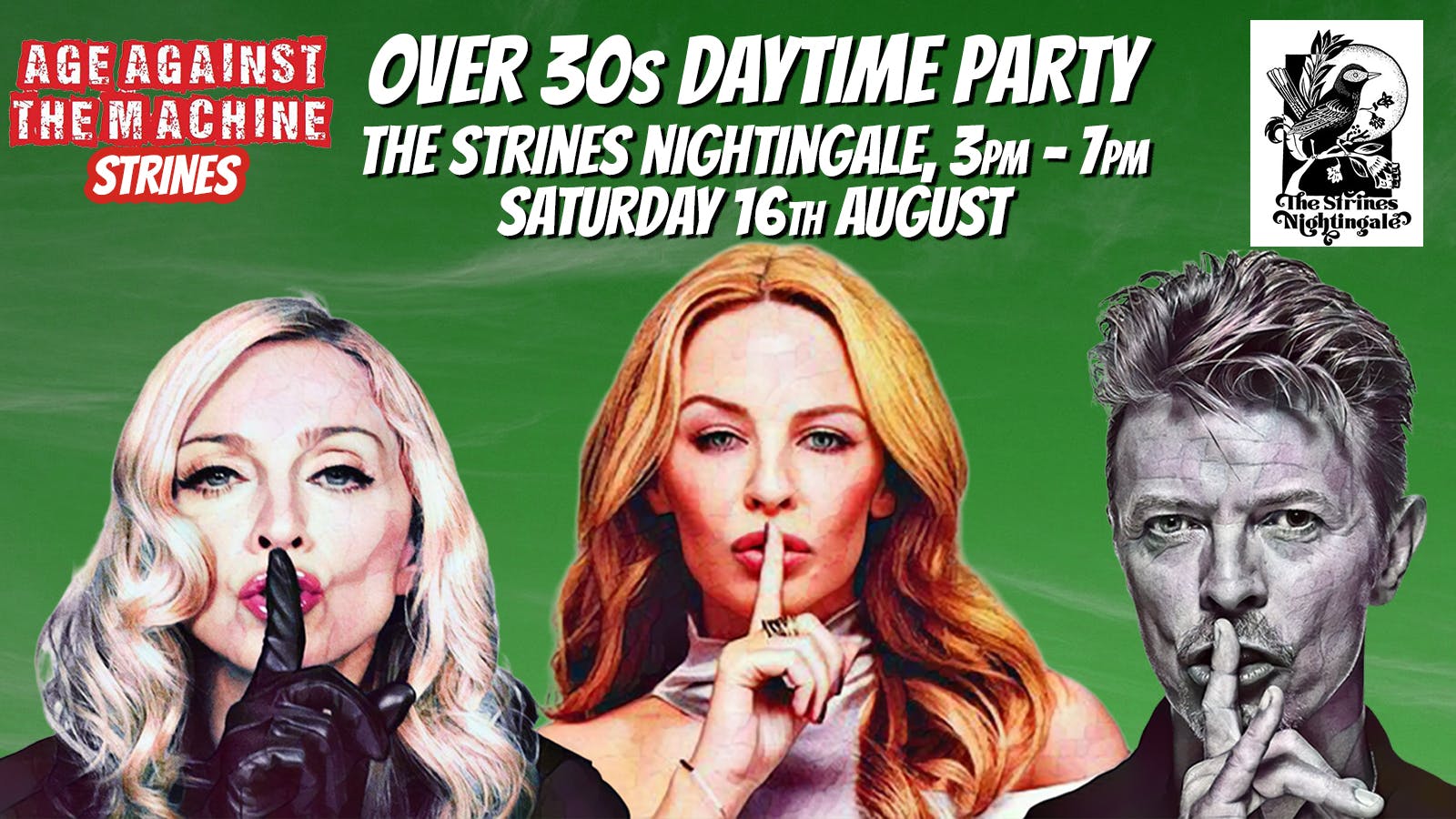 STRINES Age Against The Machine DAYTIME Party (Over 30s Only) - Sat ...