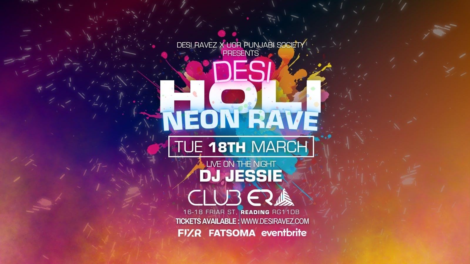 Desi Holi Neon Rave Booths at Club Era, Reading on 18th Mar | Fatsoma
